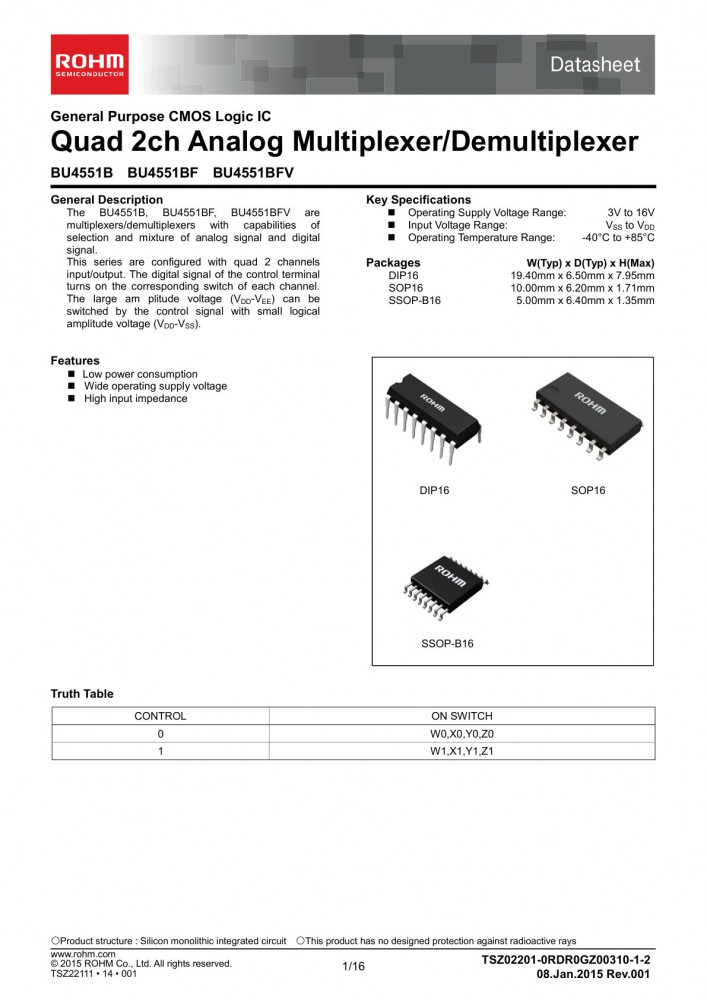 BU4551BFV-E2 datasheet page 1