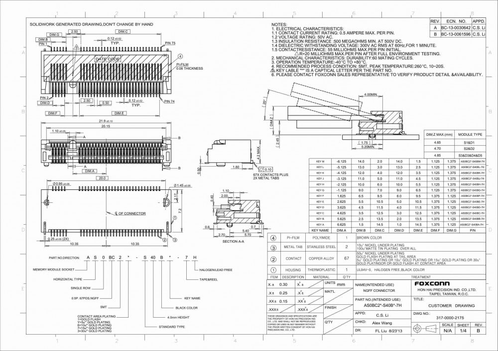FOXCONN AS0BC21-S40BB-7H drawing page 1