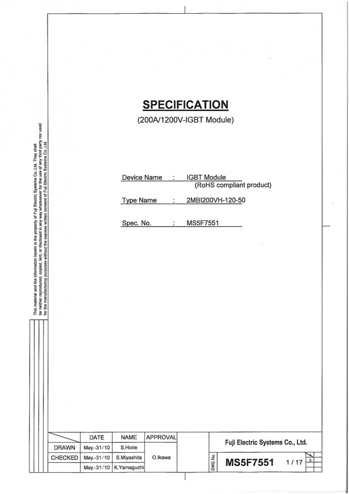 Fuji Electric specification page 1