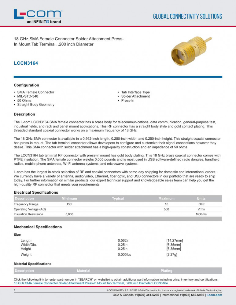 LCCN3164 technical document page 1