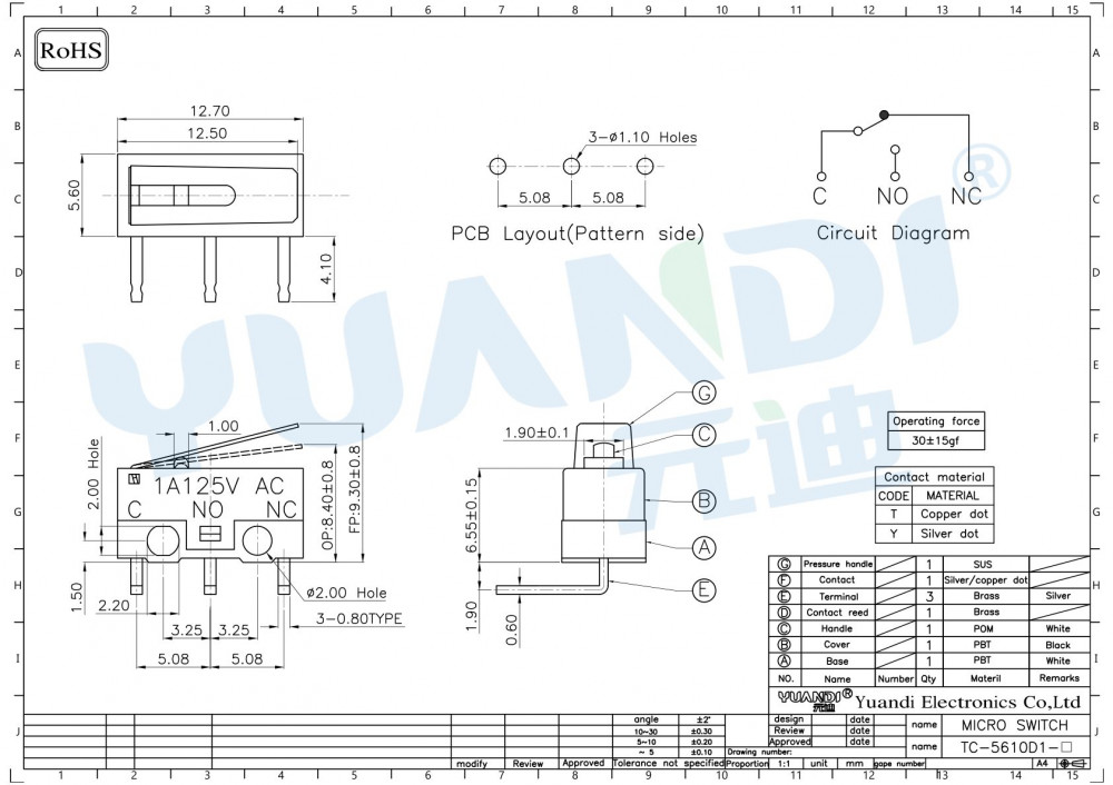 YUANDI TC-5610D1-T technical document preview