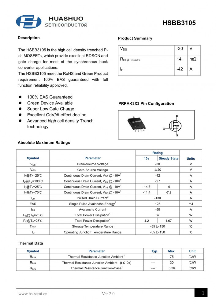 HSBB3105 datasheet page 1