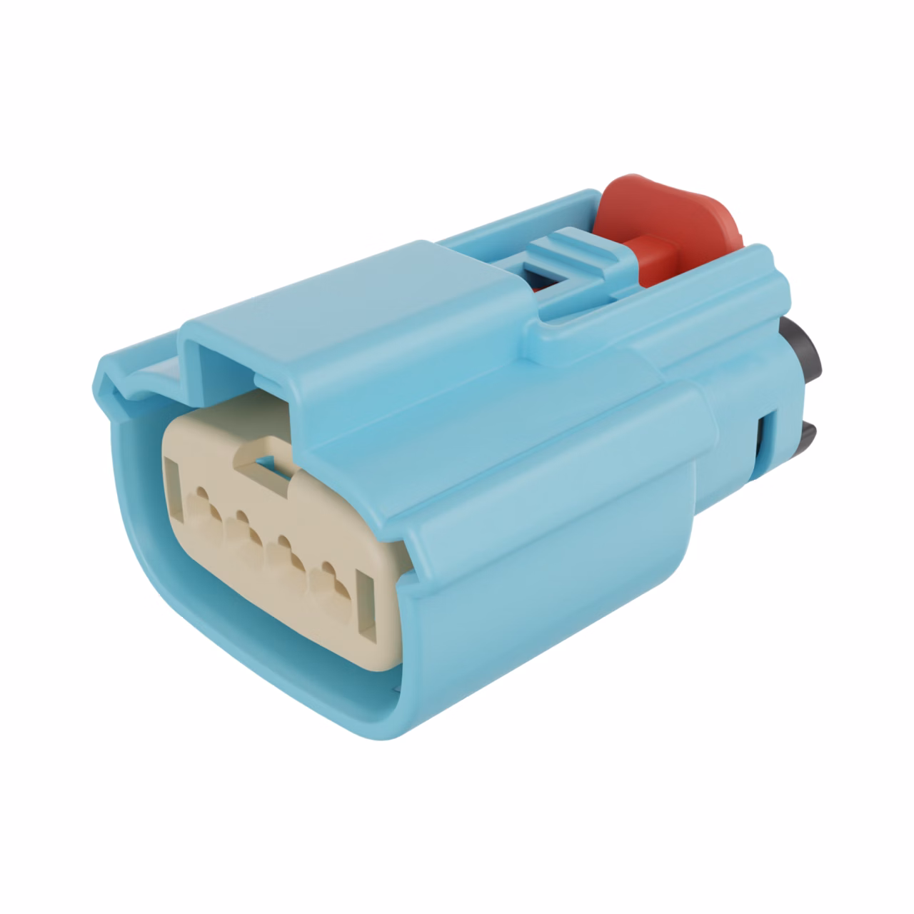 MX150 Mid-Voltage Mat-Sealed Female Connector Assembly, Single Row, 4 Circuits, 48V, Keying Option A, with Connector Position Assurance, Light Blue for sale
