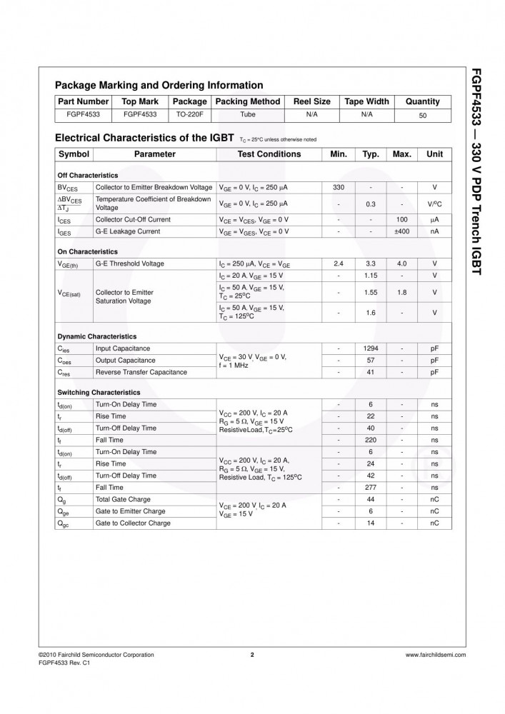 FGPF4533 datasheet page 2