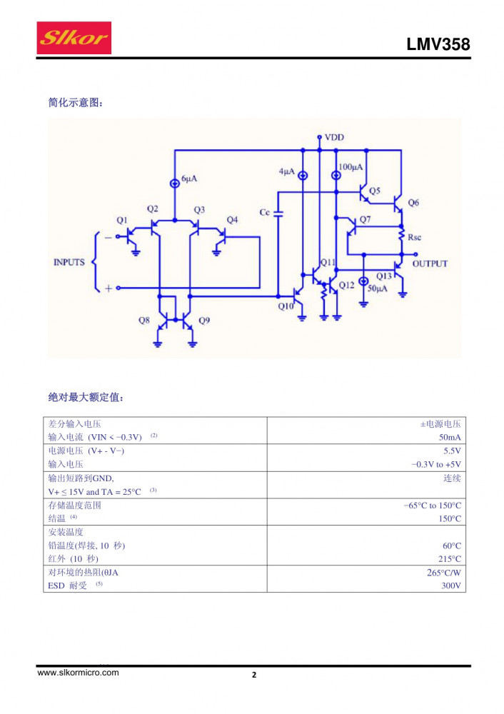 LMV358 technical document page 2