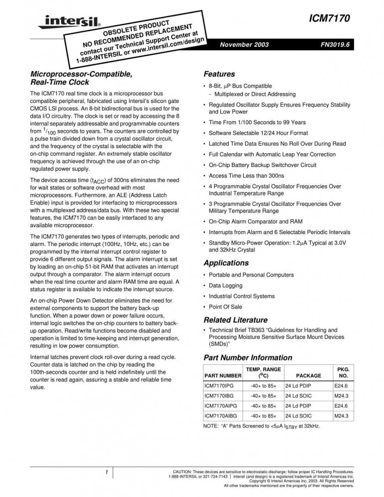 ICM7170AIBG datasheet page 2