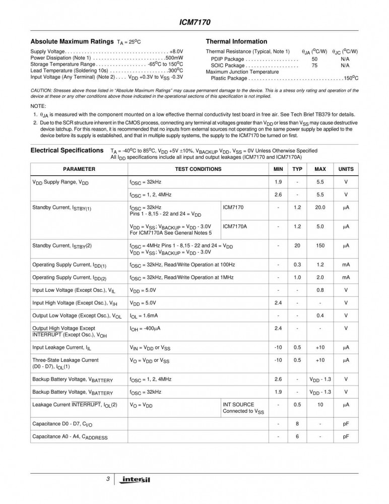 ICM7170AIBG datasheet page 4