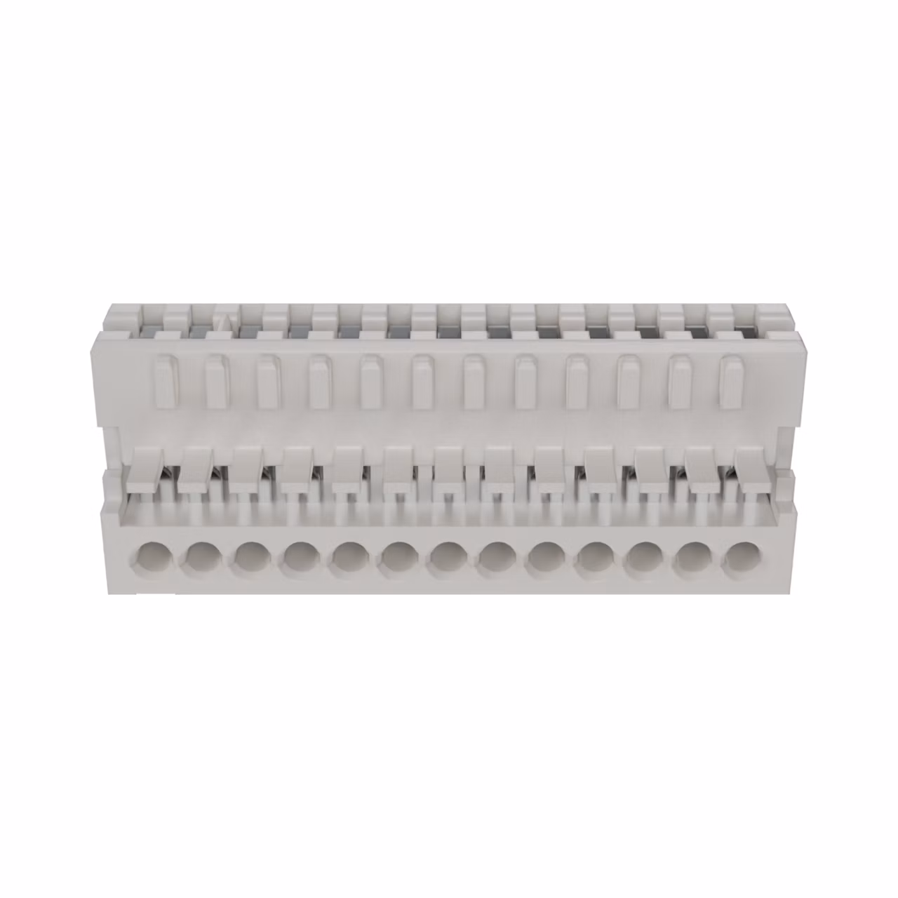 Appli-Mate RAST 2.5 IDT Housing, 2.50mm Pitch, Female, 13 Circuits, Beaded Terminal, Position Keys A & N Removed, Open Endwalls, Polarizing Rib Between Circuits 2 & 3 for sale