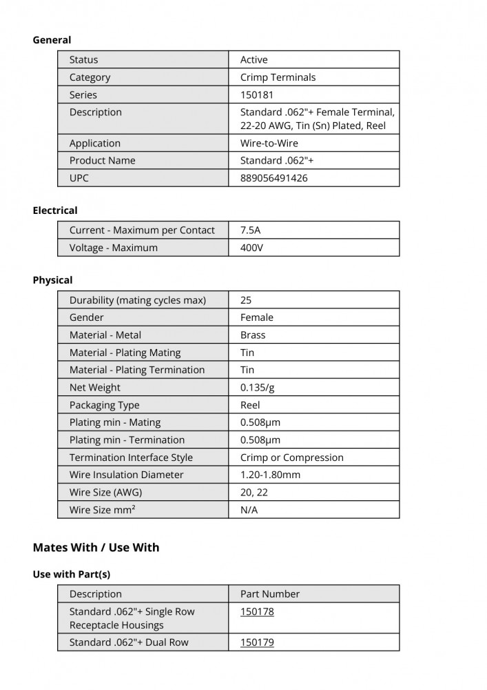 Molex .062 inch plus connector system technical document page 2