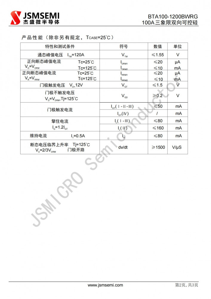 BTA100-1200BWRG datasheet page 2