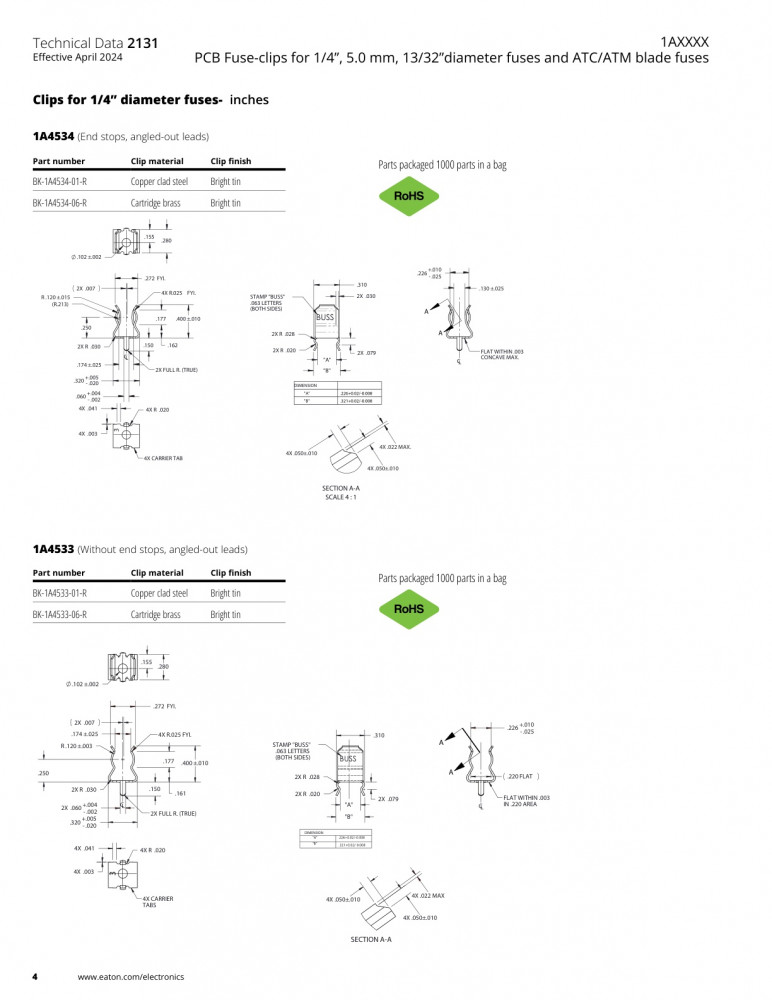 BK/1A1907-06-R fuse clip technical document page 4