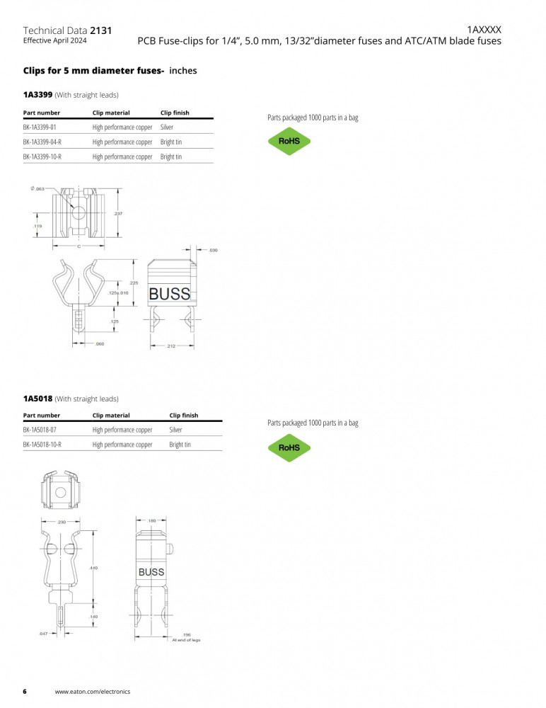 BK/1A1907-06-R fuse clip technical document page 6