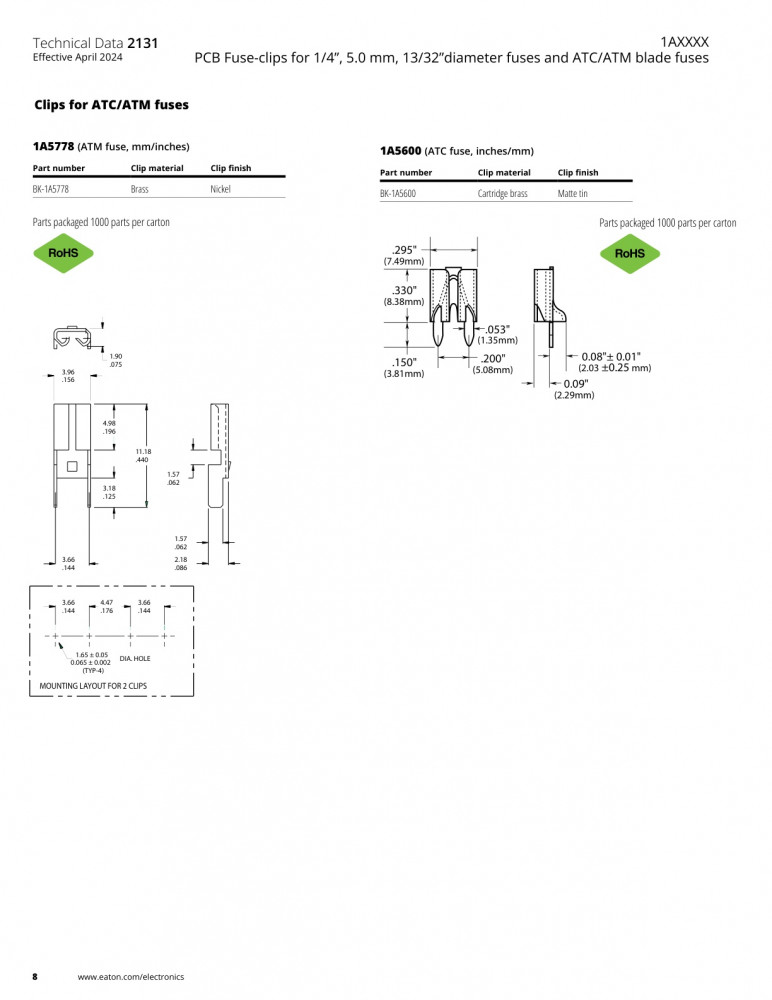 BK/1A1907-06-R fuse clip technical document page 8