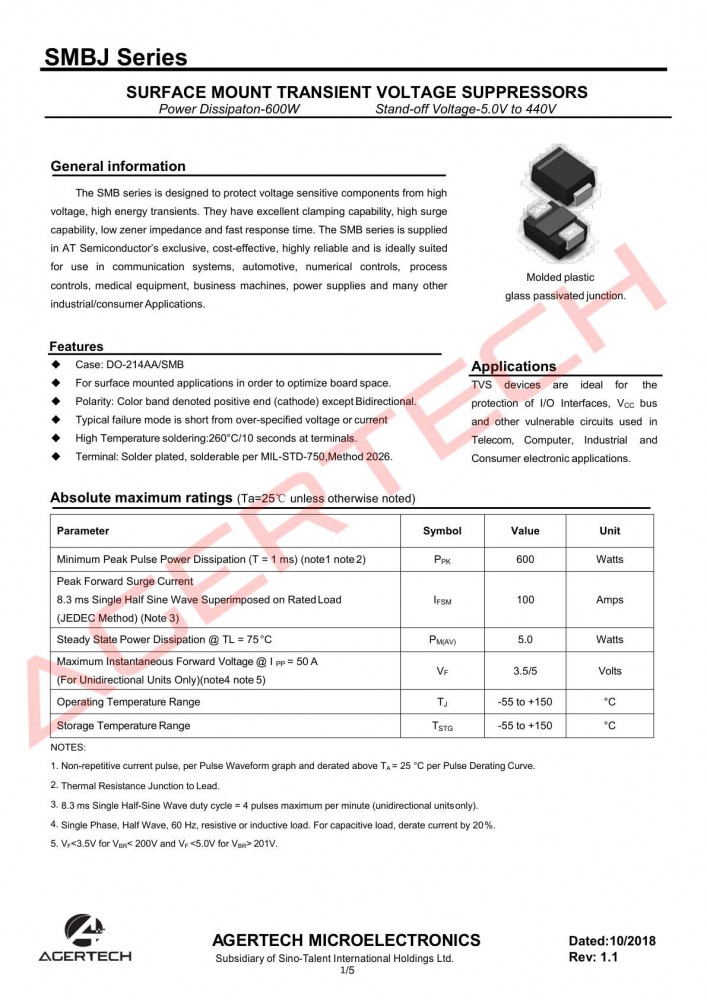 SMBJ12A datasheet page 1