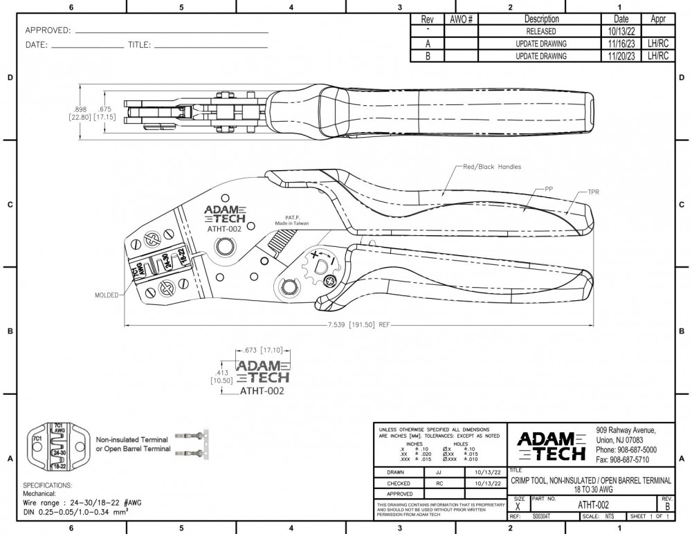 ADAM TECH ATHT-002 crimp tool drawing
