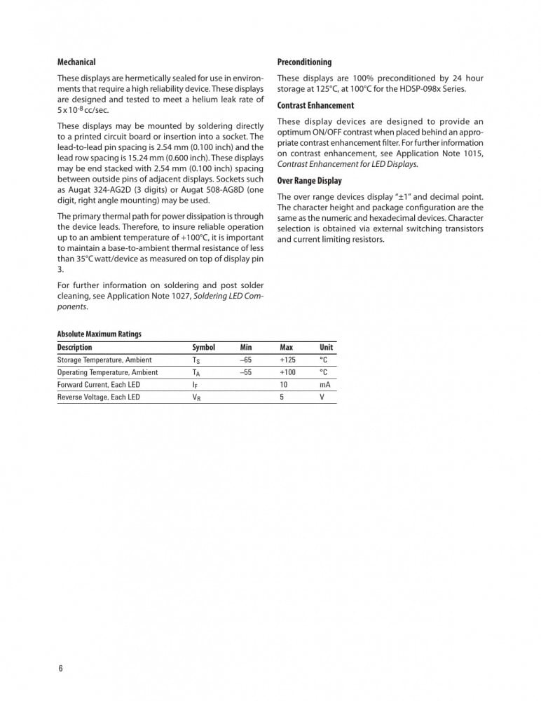 HDSP-0781 datasheet page 6
