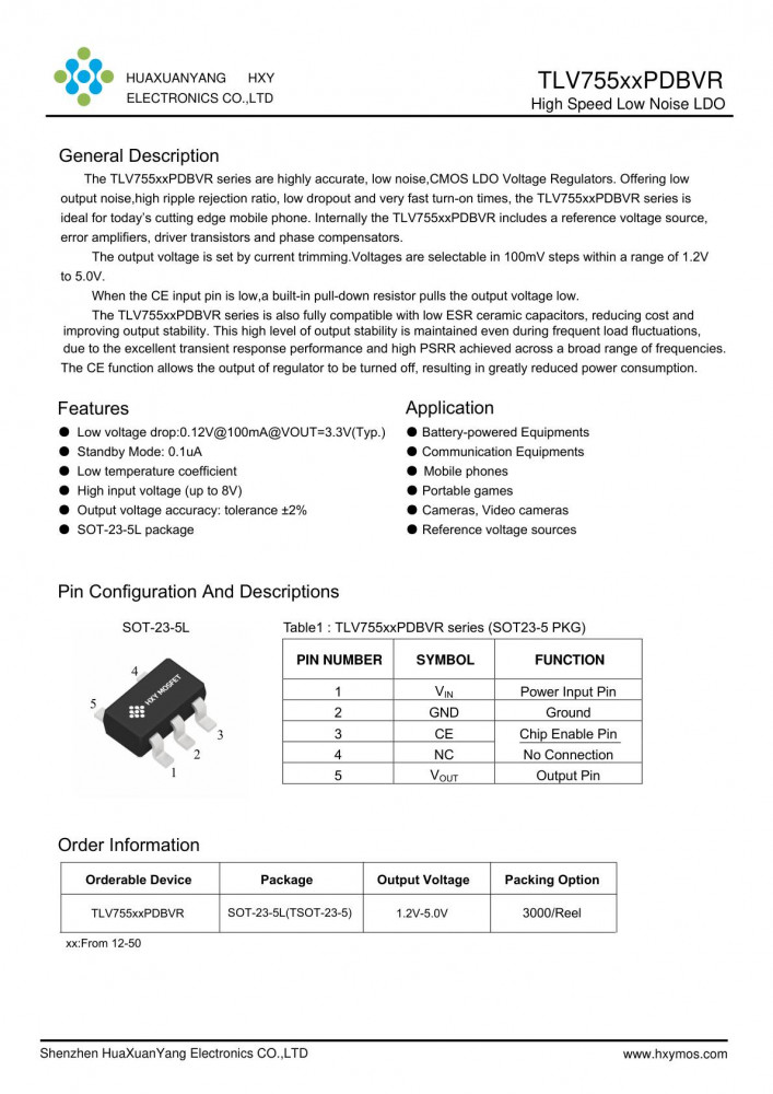 TLV75533PDBVR-HXY datasheet page 1