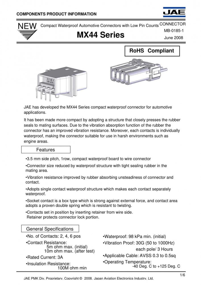 JAE MX44000XD1 document page 1