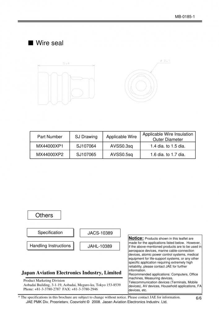 JAE MX44000XD1 document page 6