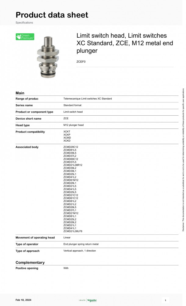 ZCEF0 technical document page 1