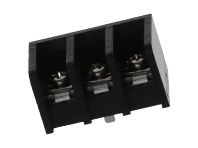 12.70mm Pitch, Single Row, Tri-Barrier Terminal Strip, without Mounting Ends, Black, Steel Screws, 4 Circuits