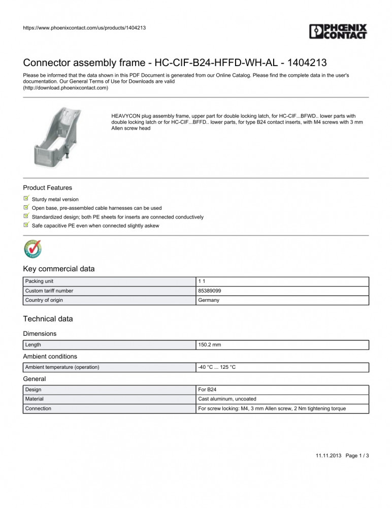 Phoenix Contact 1404213 technical document page 1