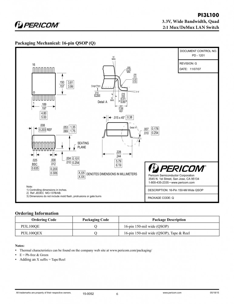 PI3L100QE datasheet page 6
