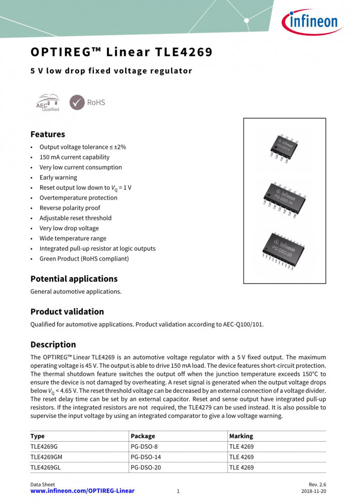 TLE4269GM datasheet page 1