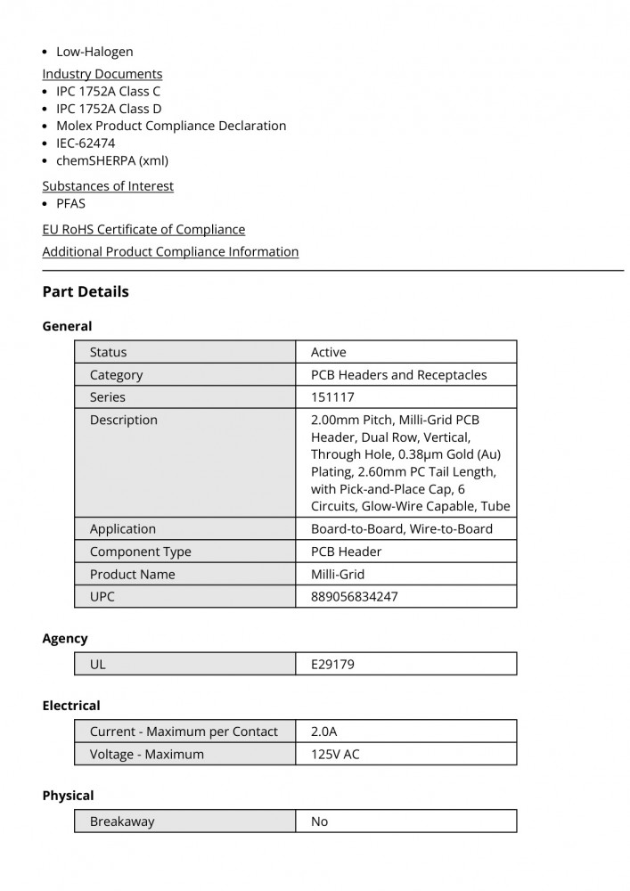 MOLEX product specification page 2