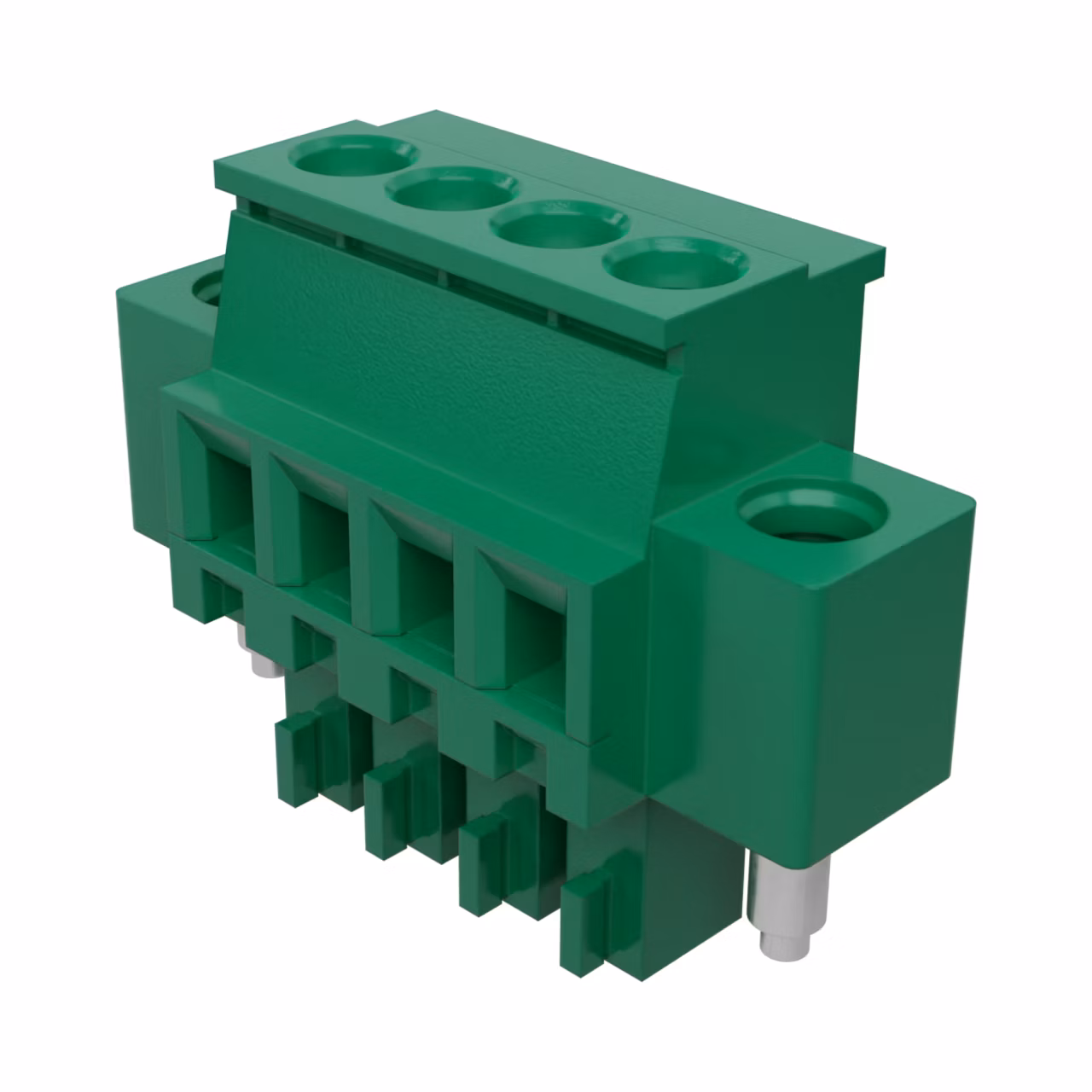 3.81mm Pitch Eurostyle Vertical Plug, with Retention Screws, Front Wire Entry, Green Housing, 4 Circuits for sale