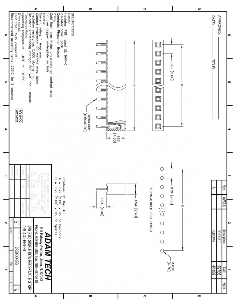 ADAM TECH 2RS1-XX-SG connector drawing preview