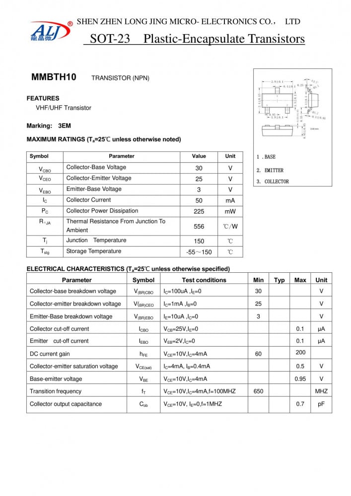 MMBTH10 datasheet page 1