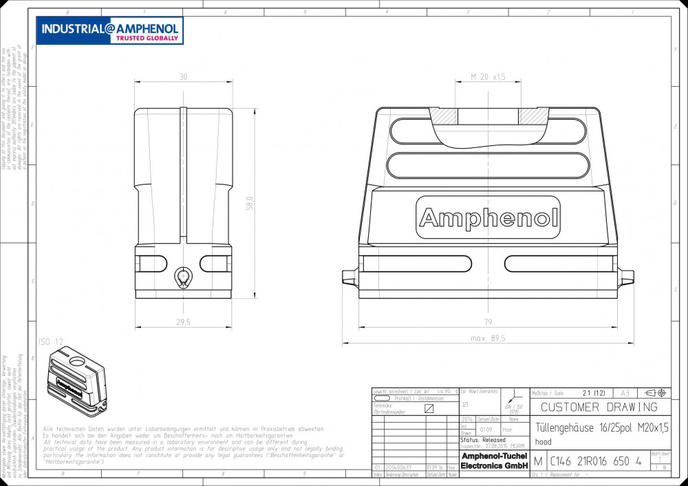 Amphenol C146 21R016 650 4 technical drawing preview