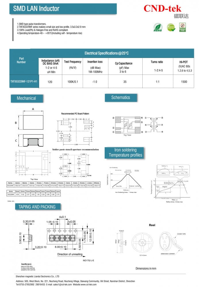 TXF353229NF-121P1-H1 technical documentation page 1