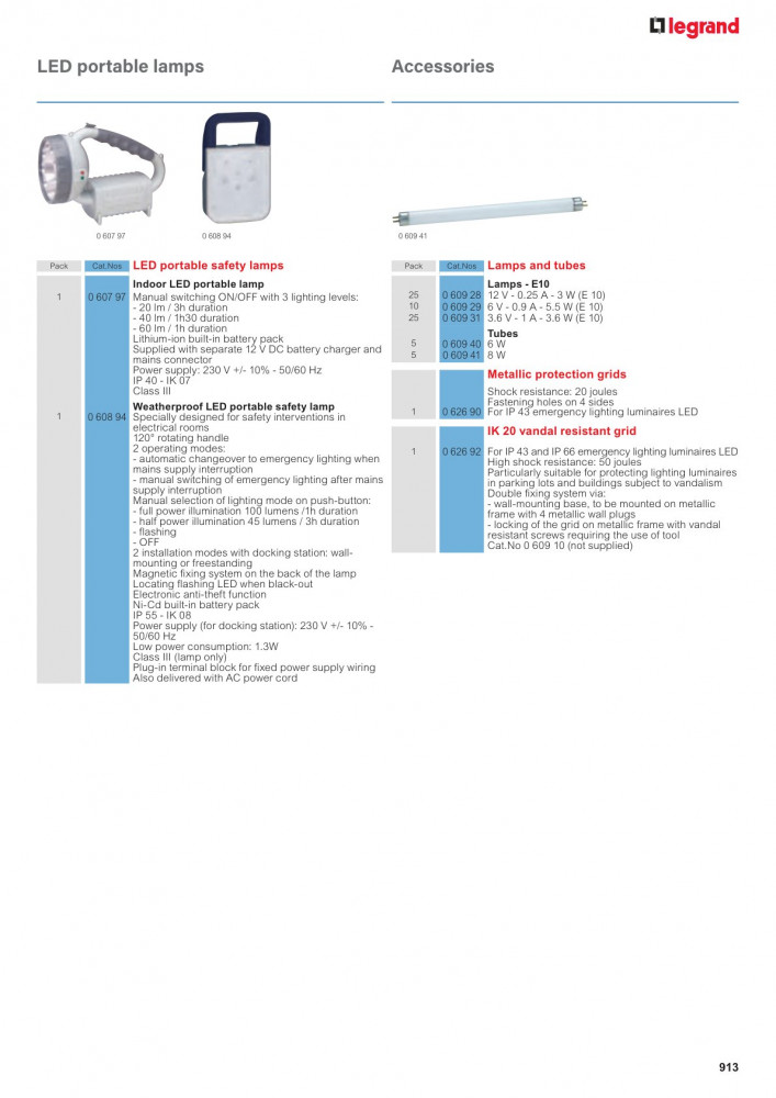 Legrand catalogue page showing product information