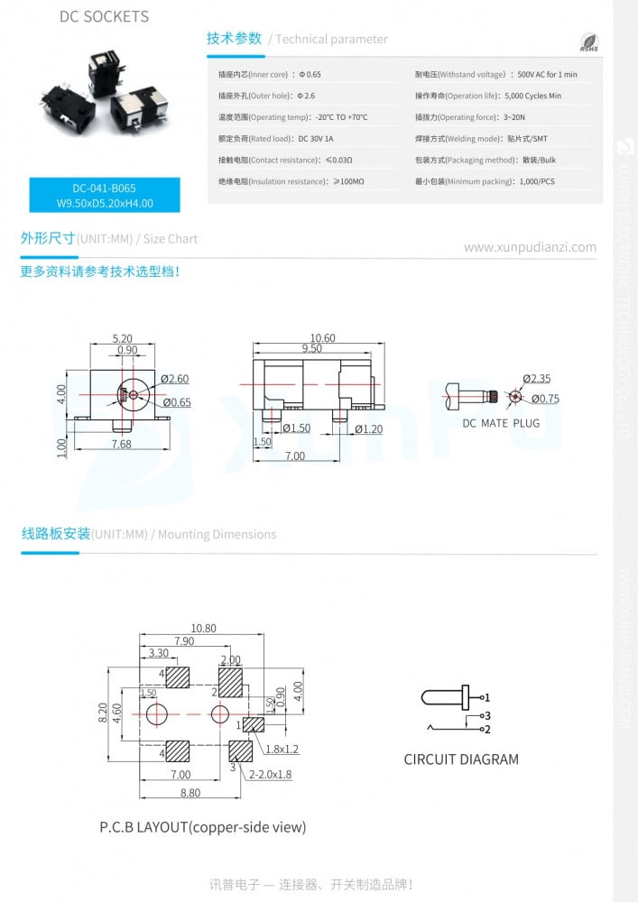 DC-041-B065 technical specification page