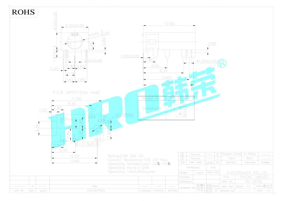 PJ-3973C technical drawing
