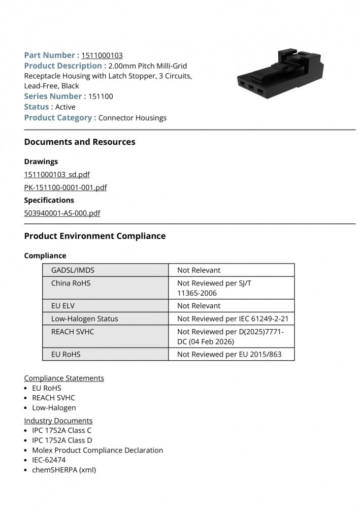 Molex Milli-Grid application specification page 1
