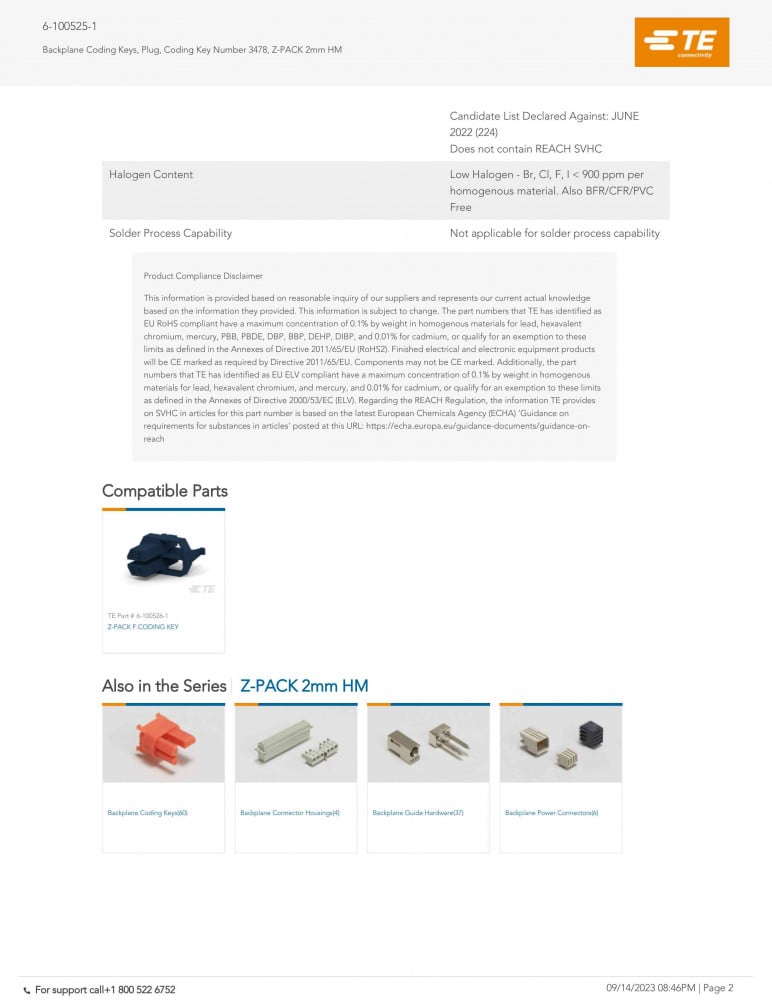 TE Connectivity 6-100525-1 technical document page 2