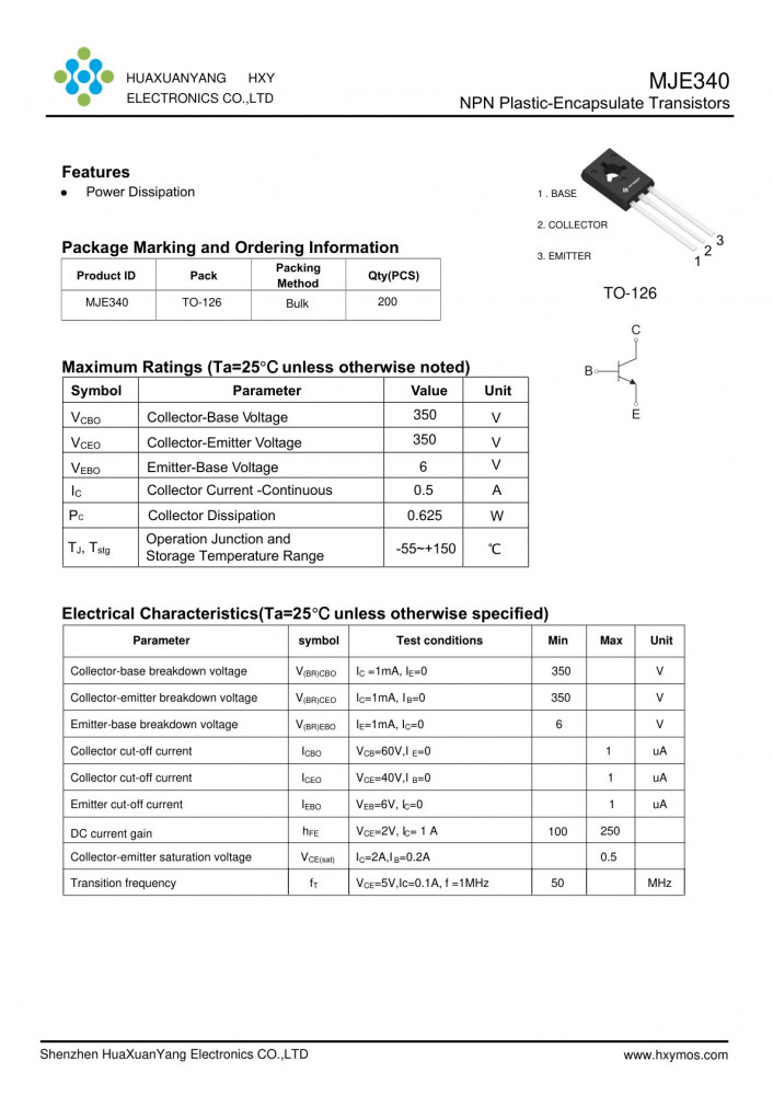 MJE340 datasheet page 1