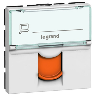Mosaic™ - RJ45 socket category 6 FTP 2 modules white with orange shutter for sale