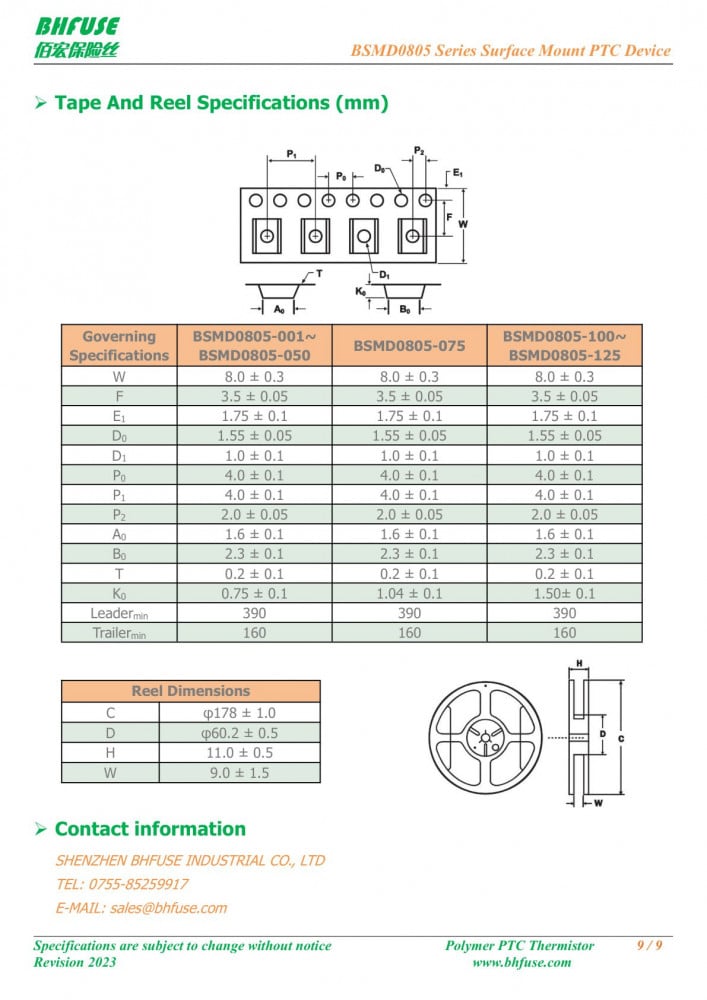 BHFUSE BSMD0805 series datasheet page 9