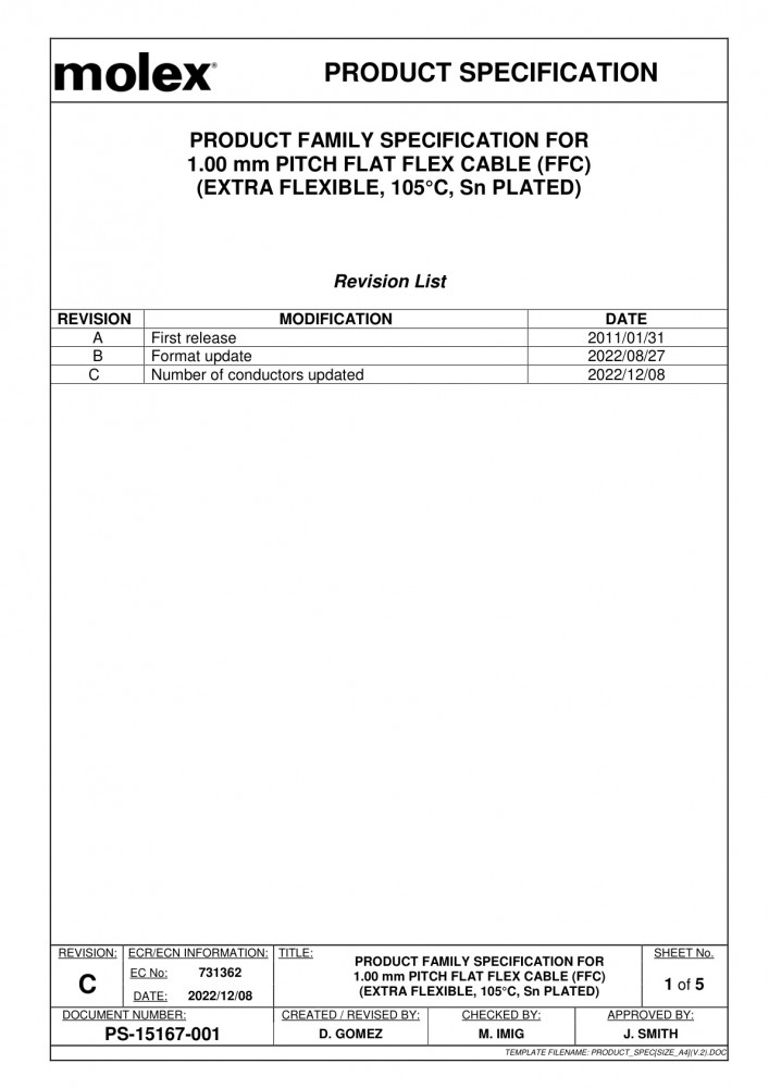Product specification page 1