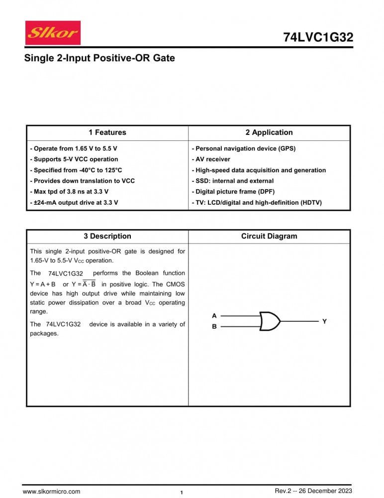 74LVC1G32S5 datasheet page 1