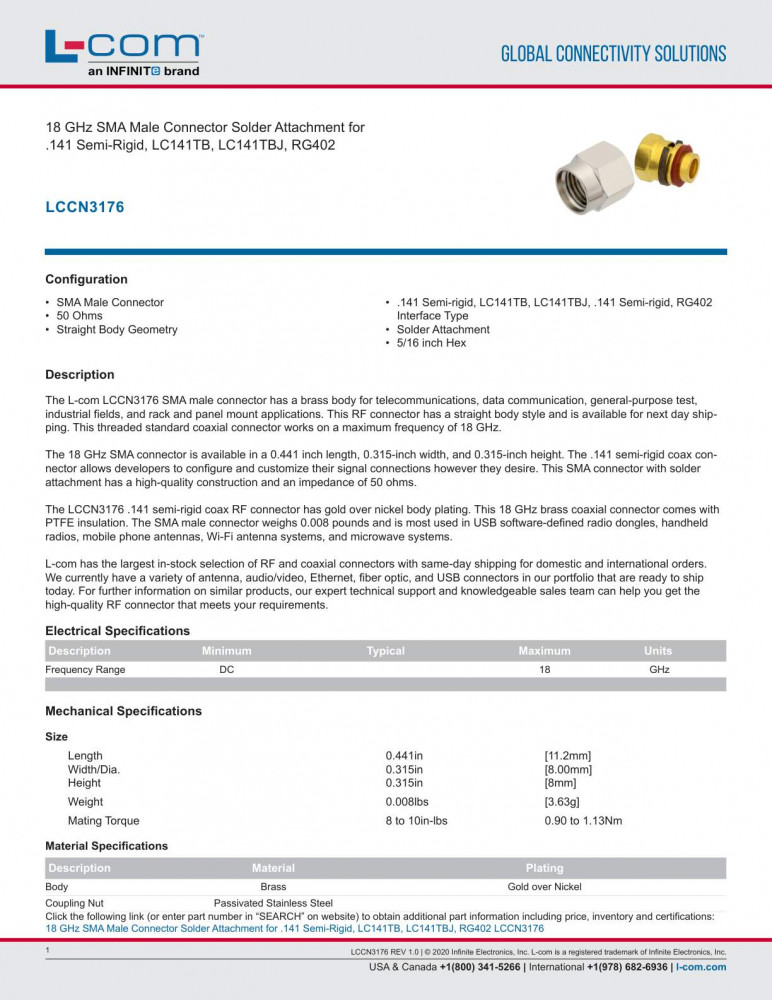 LCCN3176 product document page 1