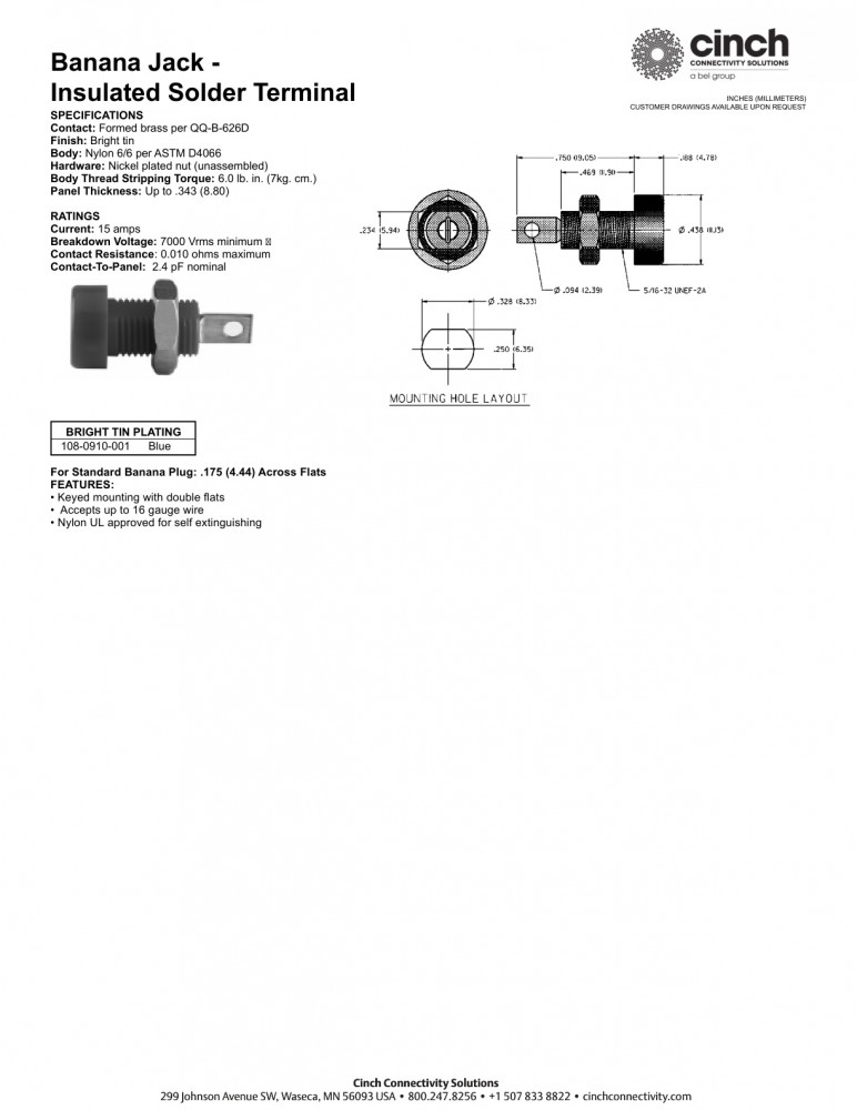 Bel Fuse 108-0910-001 technical document page