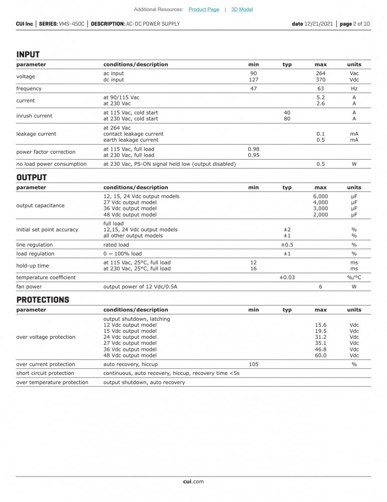 VMS-450C datasheet page 2