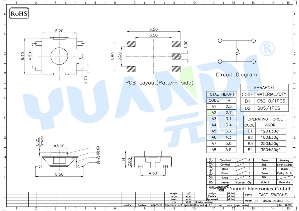 Yuandi TS-1080W-A3B2-D2 technical document preview