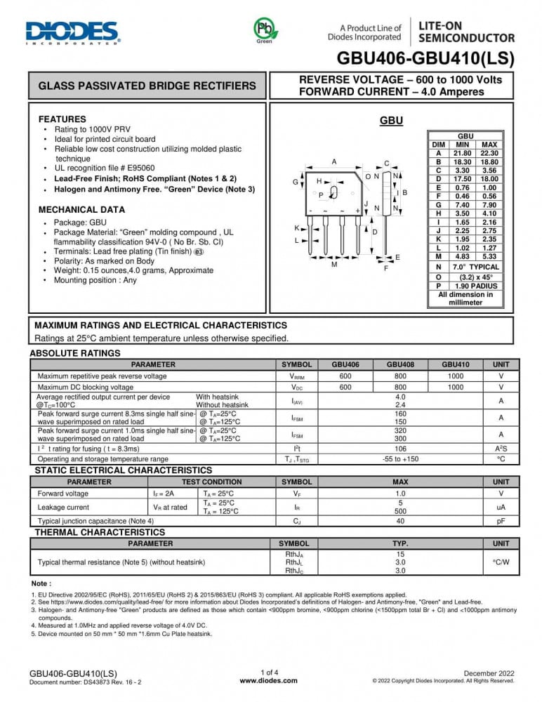 GBU406_HF datasheet page 1