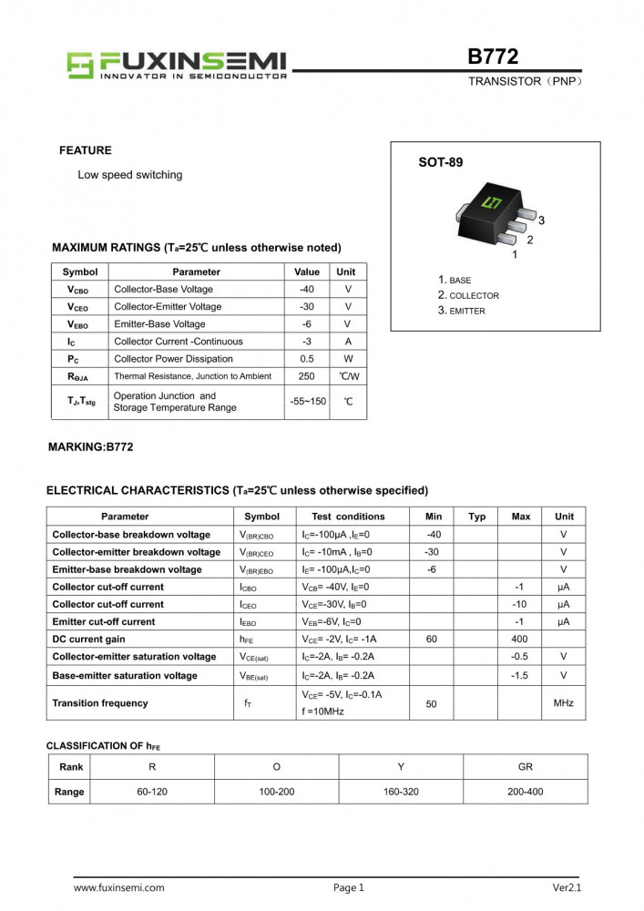 B772-Y datasheet page 1
